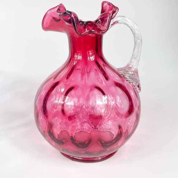 Fenton | Accents | Fenton Cranberry Red Dot Optic Pitcher Jug 7 | Poshmark